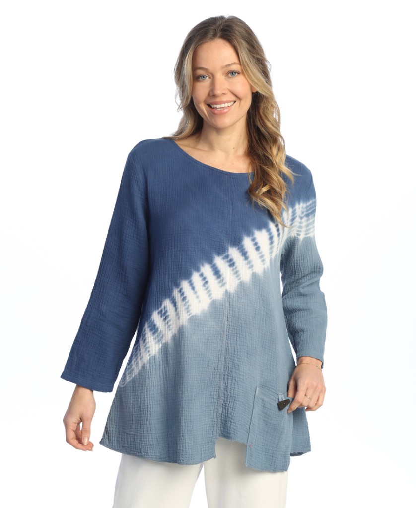 Ascent Mineral Washed Double Gauze Tunic Top With Pocket - Fashion Faze