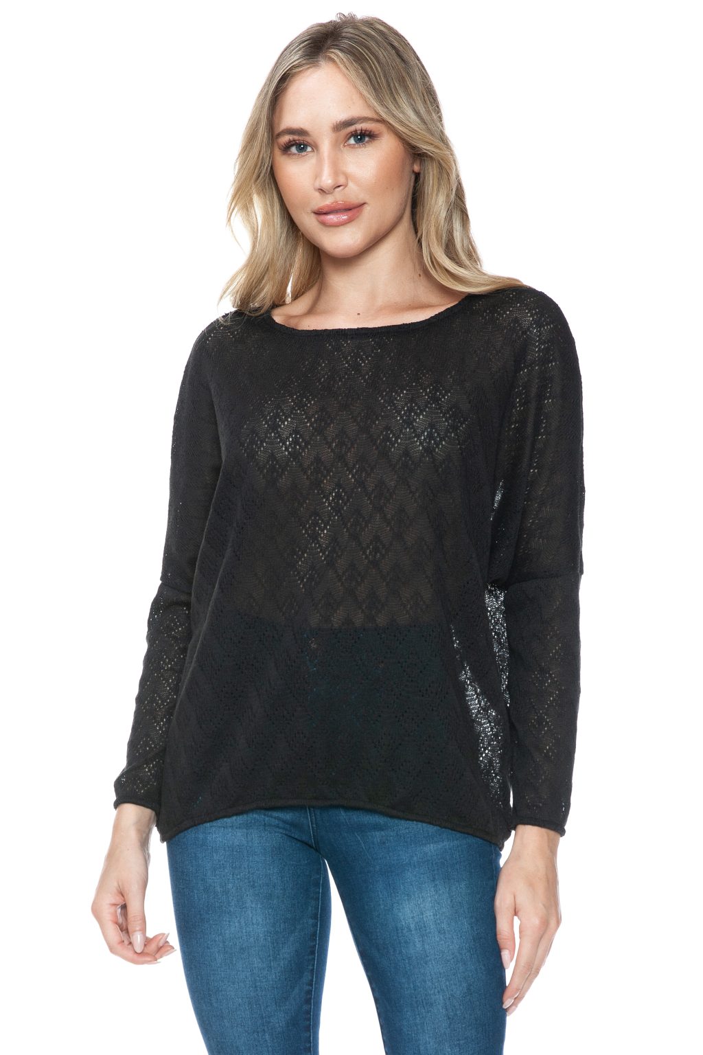 Long Sleeve Textured Knit Top - Fashion Faze