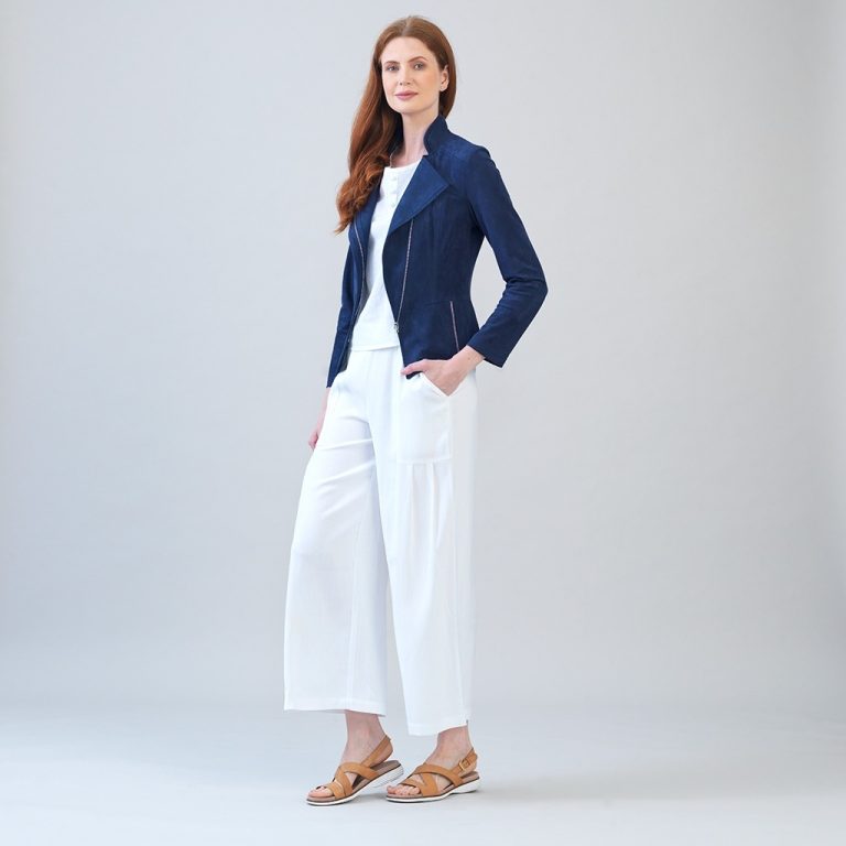 Classic Soft Suede Knit Jacket with Zip Hem Details - Fashion Faze